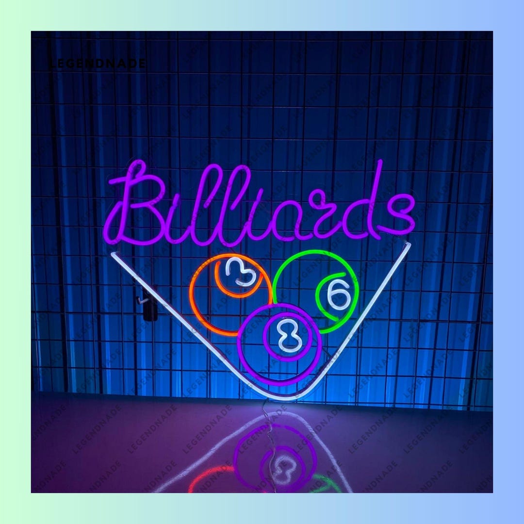 Billiard Neon Sign, Billiards Ball Led Sign, Billiard Led Light, Pool ...