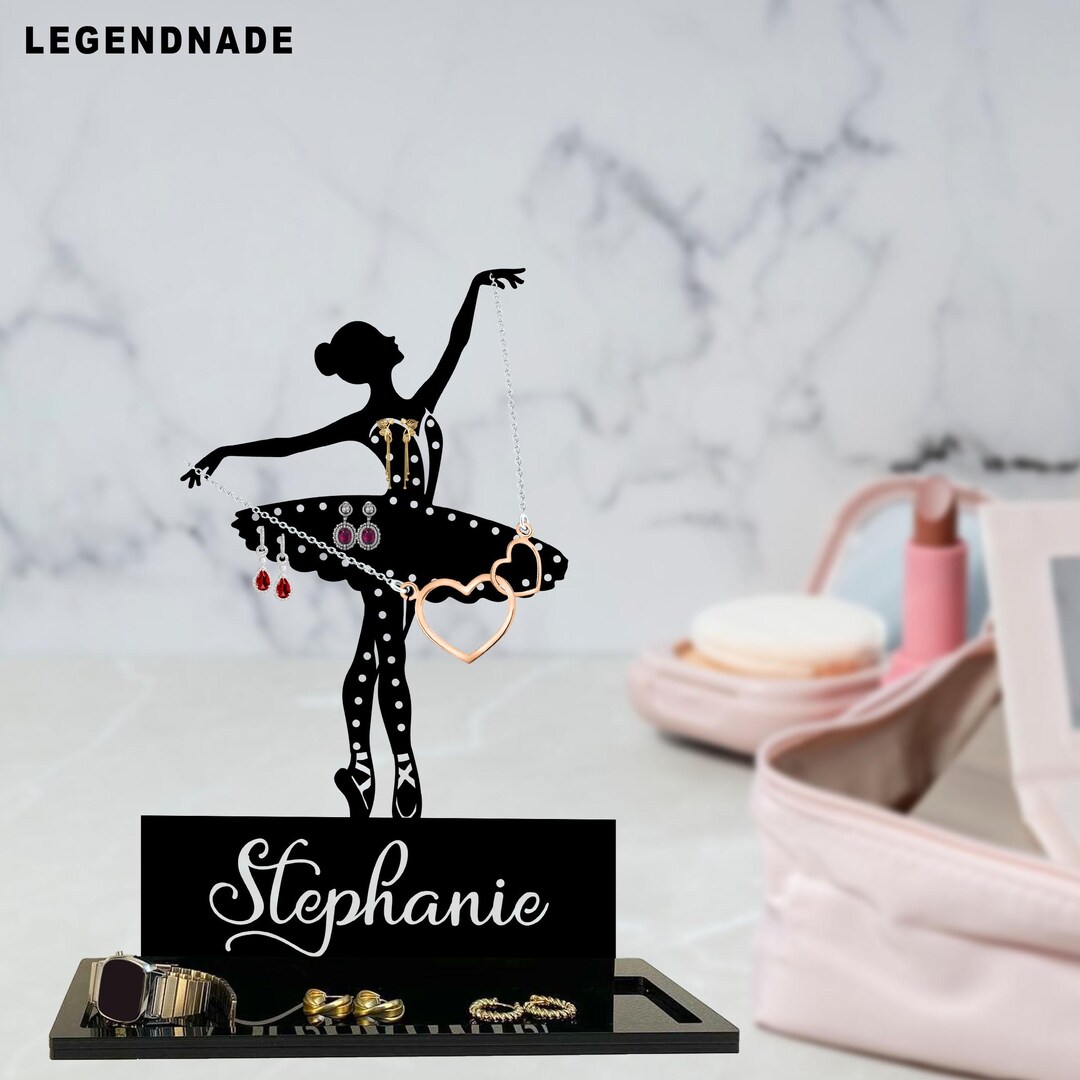 Ballerina Jewelry Display Stand, Personalized Name Metal Hanging Holder ...