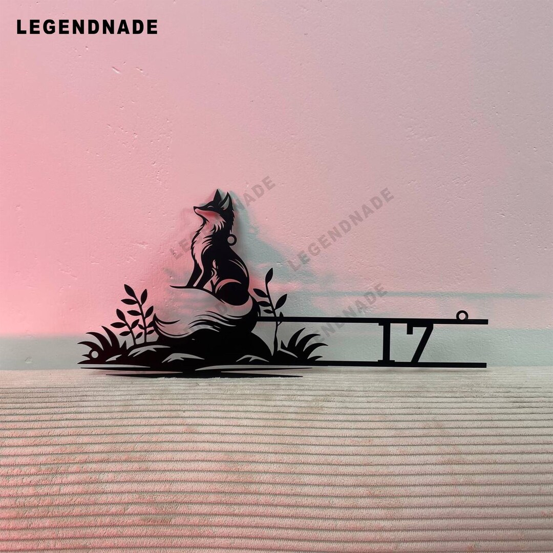 Custom Fox House Number Sign – Fox Metal Address Sign – Animal Front ...