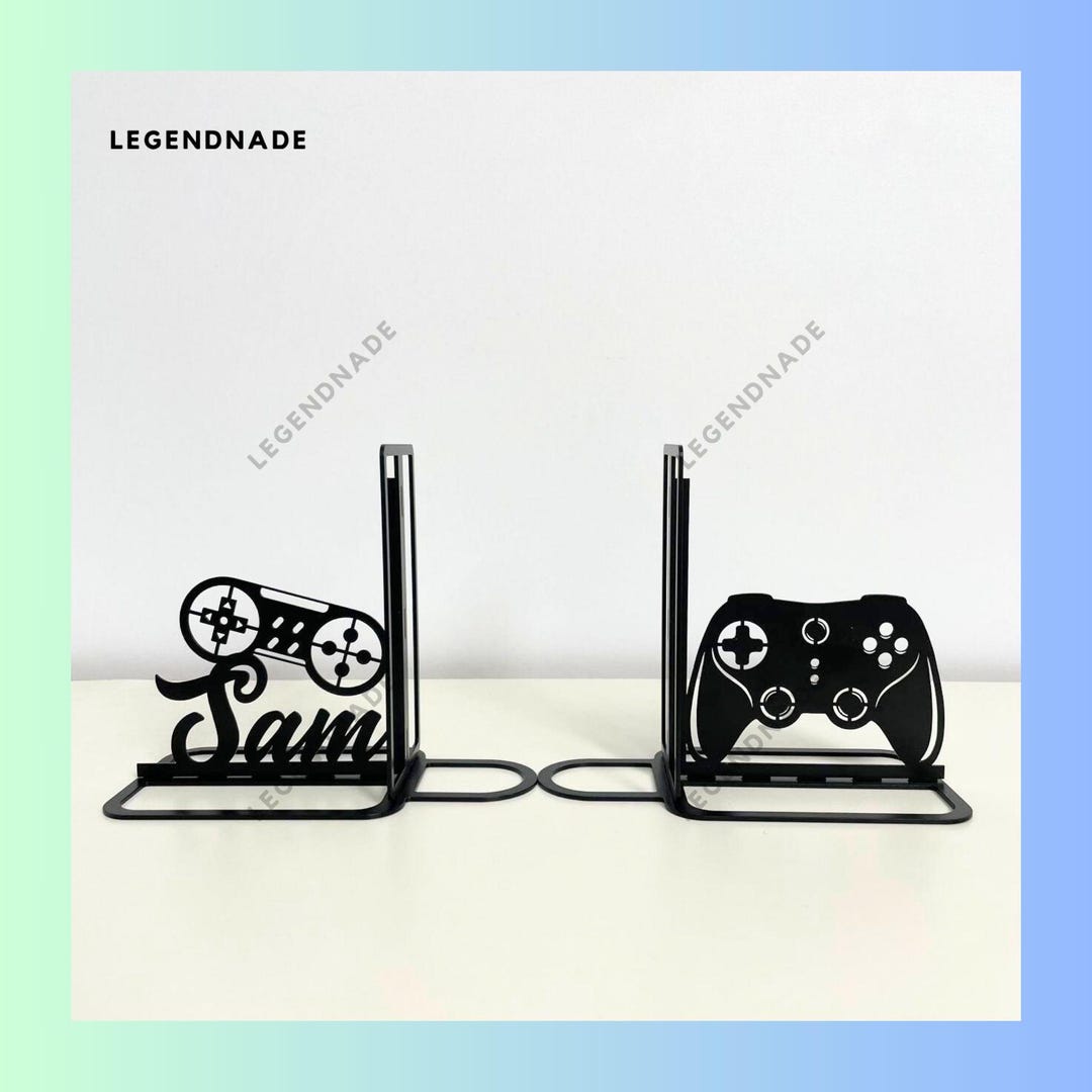 Personalized Game Controller Metal Bookend, Gamepad Bookends, Bookshelf ...