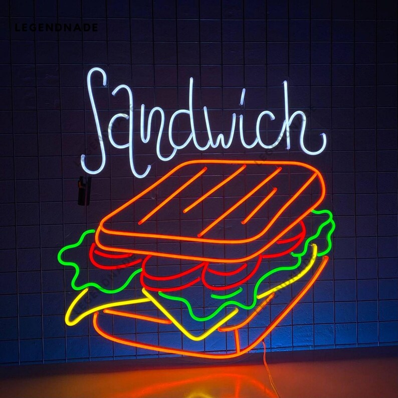 Sandwich Neon Sign, Sandwiches Led Sign, Sandwiches Open Led Light ...