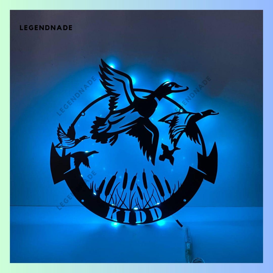 Personalized Duck Hunting Metal Sign, Duck Hunter Metal Light, Duck Led ...