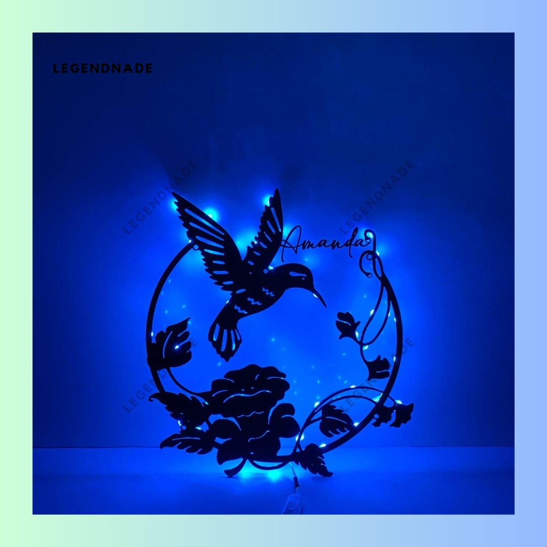 Personalized Hummingbird Metal Sign, Hummingbird Metal Light, Bird Led ...