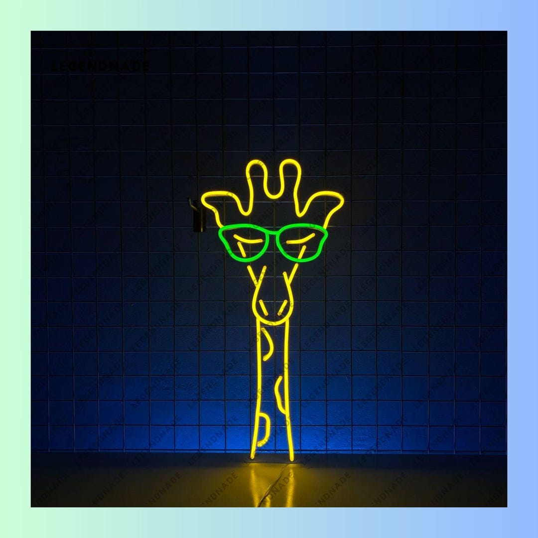 Giraffe With Sunglasses Neon Sign, Giraffe Led Sign Decor, Giraffe Led ...