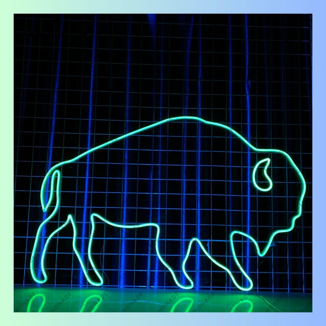 Bison Neon Sign, Bull Head Led Sign, Custom Bison Led Light, Bison Neon ...