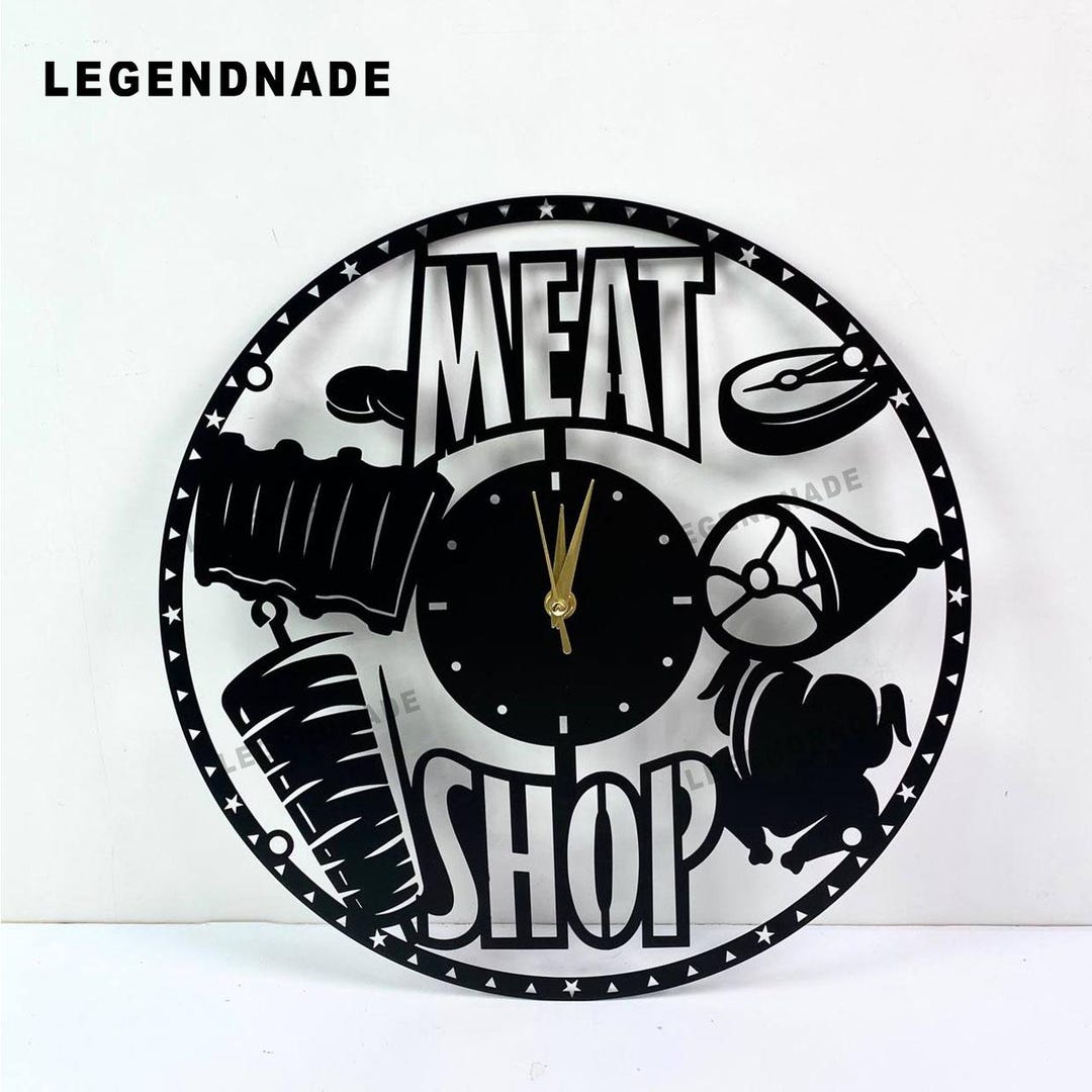 Custom Meat Metal Wall Clock, Personalized Meat Butcher Shop Wall ...