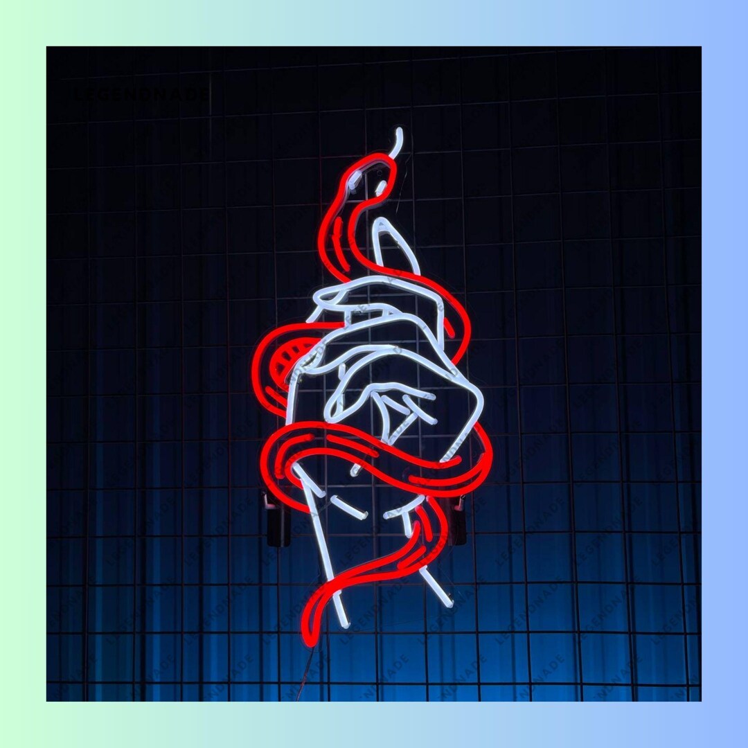 Snake Wrapping Hand Neon Sign, Hand Holding Snake Led Sign, Snake Hand ...