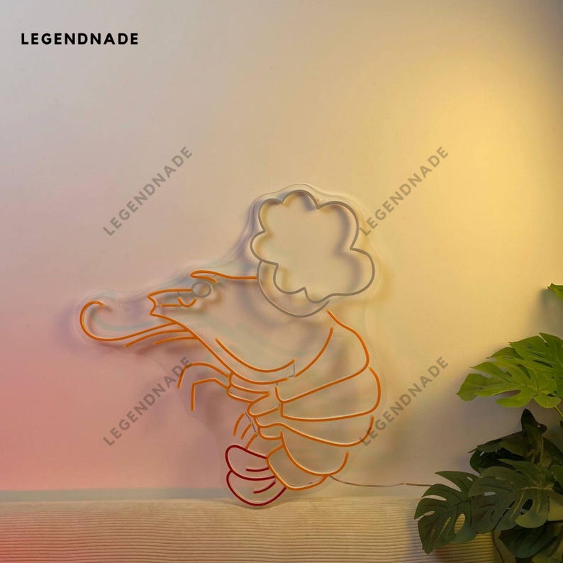 Shrimp Chef Neon Sign, Shrimp Led Sign, Sea Animal Led Light, Sea Food ...