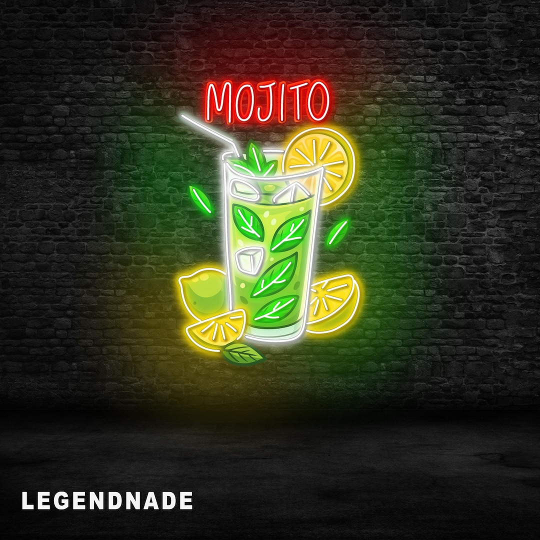 Mojito Neon Sign for Bar Wall Decor, Mojito Glass Led Light, Custom ...