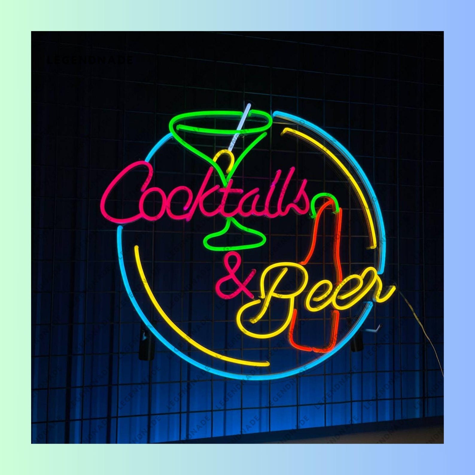 Cocktail and Beer Neon Sign, Beer Cocktail Led Sign, Cocktail Beer Led ...