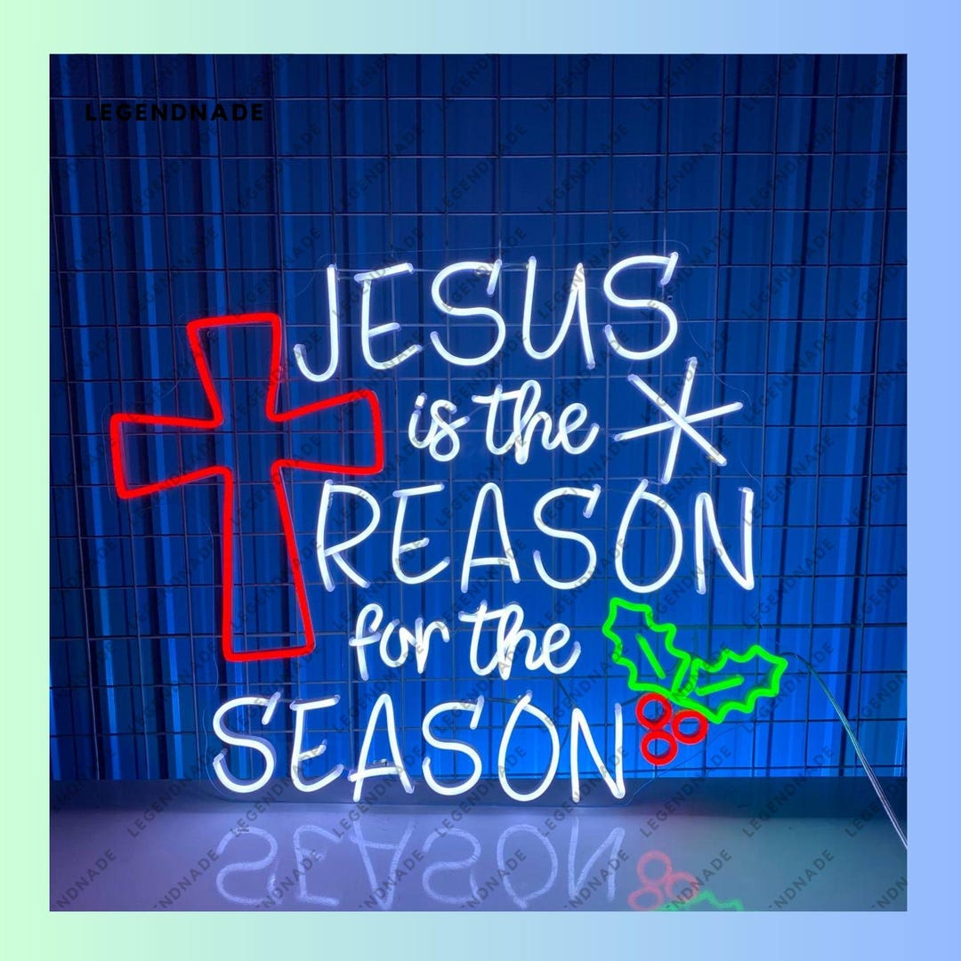 Jesus is the Reason for the Season Neon Sign, Christmas Cross Led Sign ...