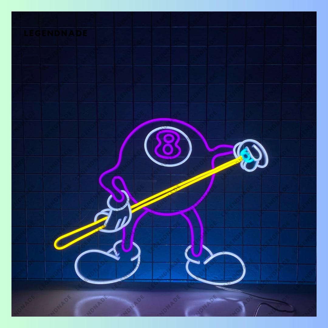 8 Ball Billiard Neon Sign, Billiard Led Sign, Billiard Led Light, Pool ...