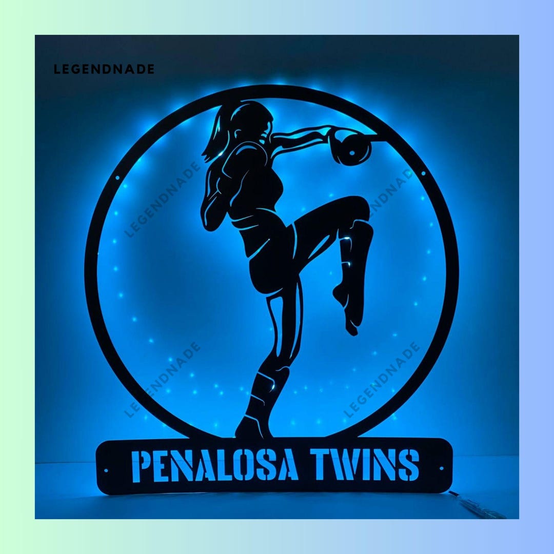 Personalized Girl Kickboxing Metal Sign, Kickboxer Metal Light ...