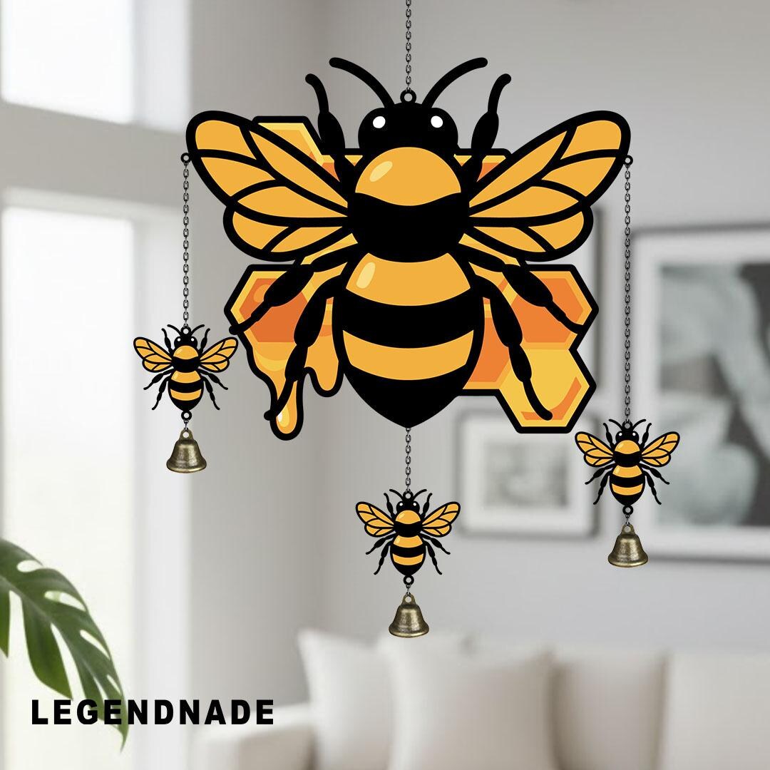 Honey Bee Metal Wind Chime: Metal Bee Hanging Decor, Outdoor Garden ...