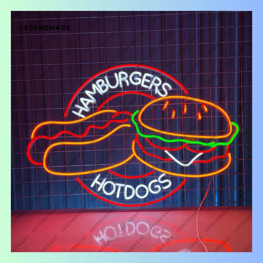 Hamburgers Hotdogs Neon Sign, Burger Led Sign, Hot Dog Led Light ...