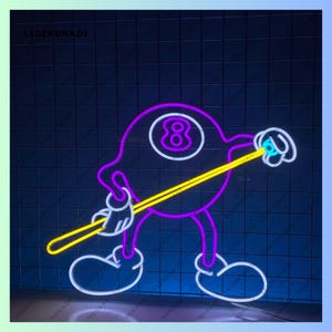 8 Ball Billiard Neon Sign, Billiard Led Sign, Billiard Led Light, Pool ...