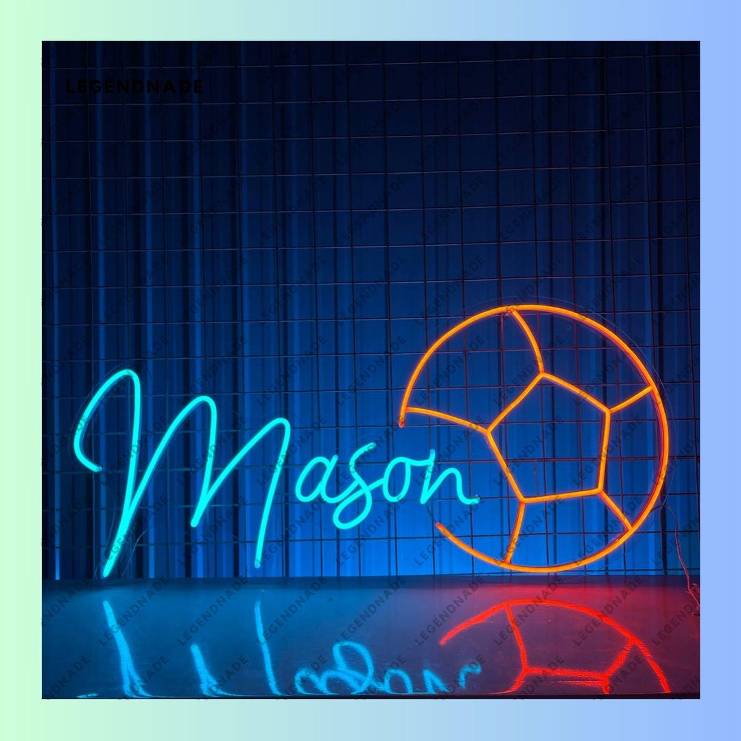 Soccer Neon Sign, Soccer Ball Sign, Soccer Player Name Led Light ...