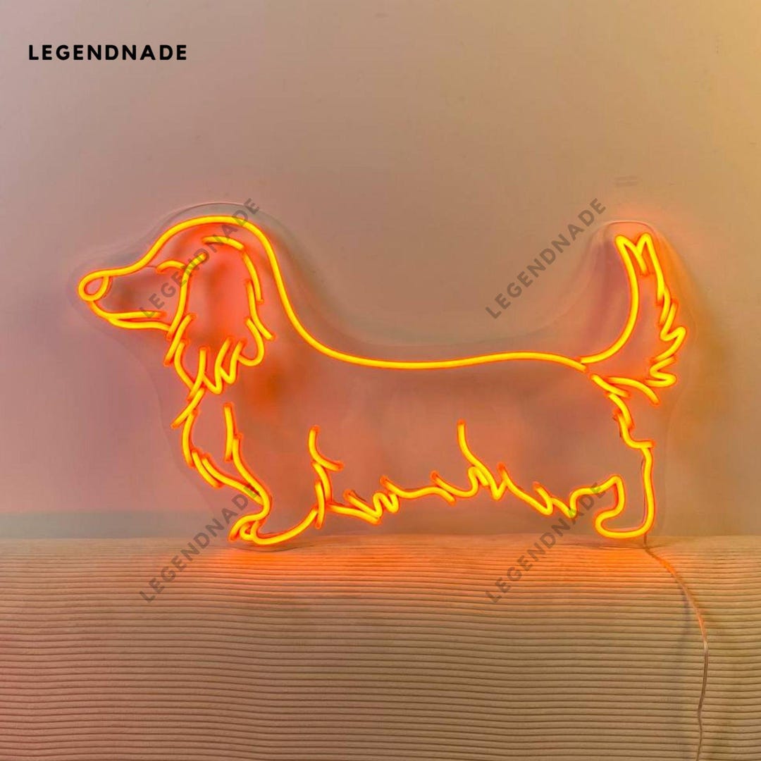 Long Haired Dachshund Neon Sign, Dachshund Dog Led Sign, Dachshund Led ...
