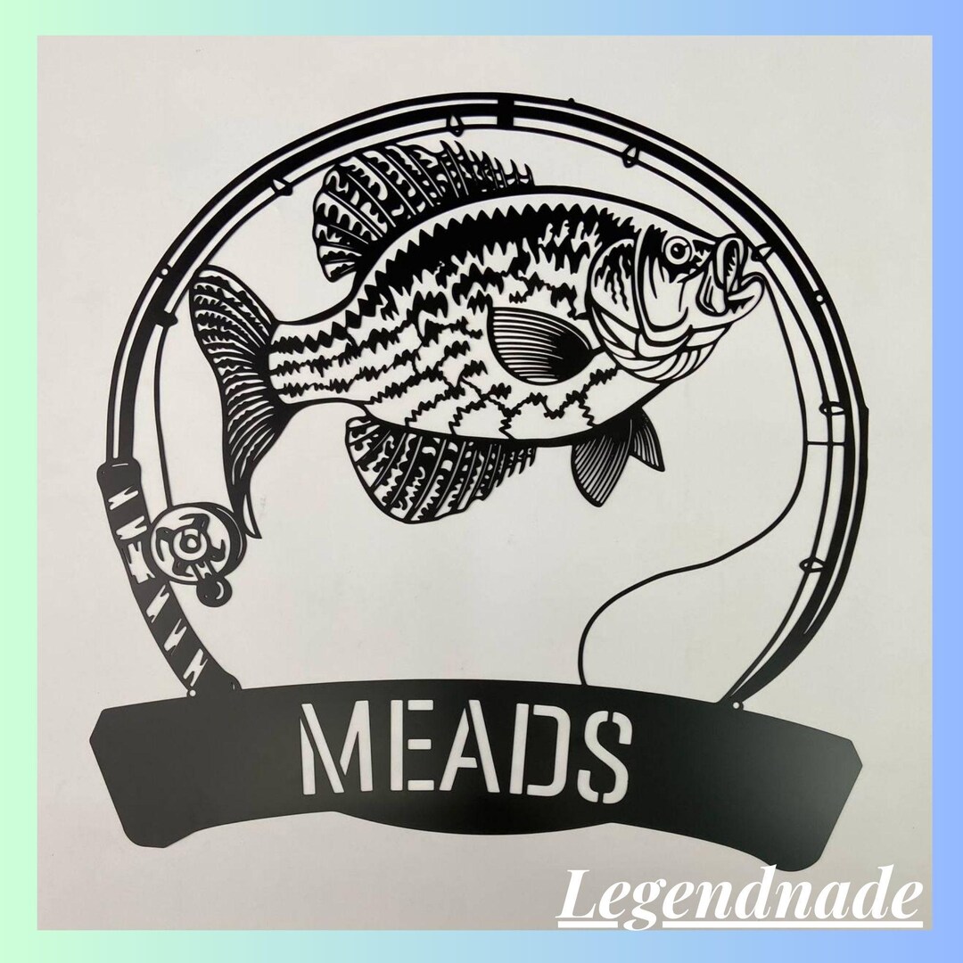 Personalized Black Crappie Fish Metal Sign, Freshwater Fish Metal Light ...