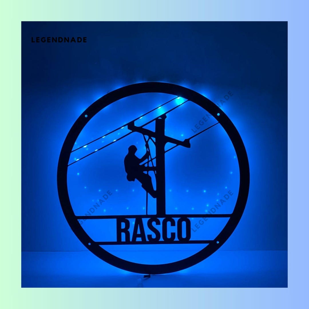 Personalized Lineman Metal Sign, Electrician Metal Light, Electrician ...