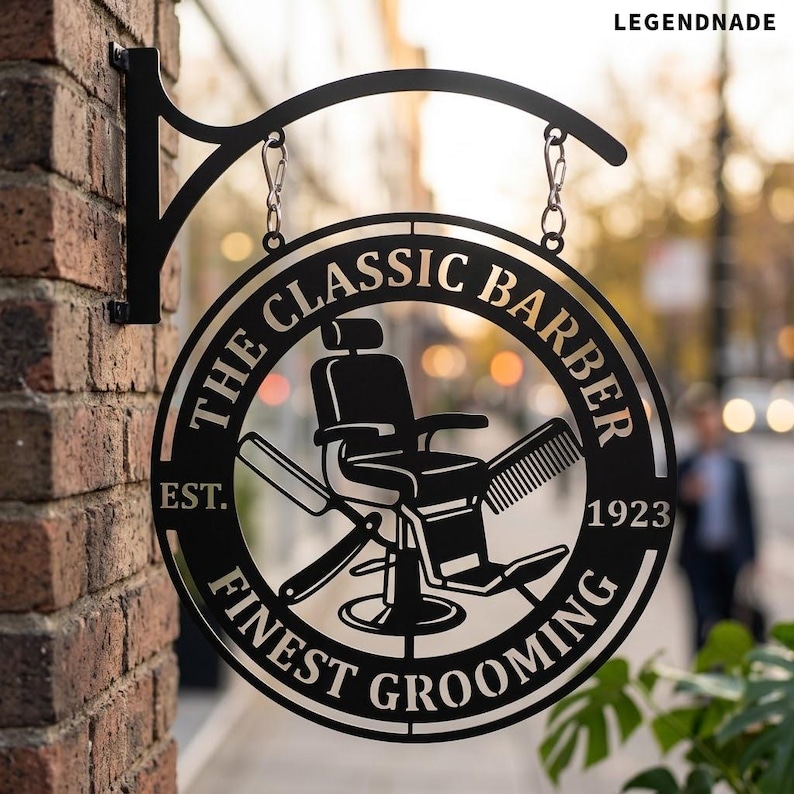 Personalized Barber Metal Hanging Sign, Barbershop Outdoor Decor, Hair ...