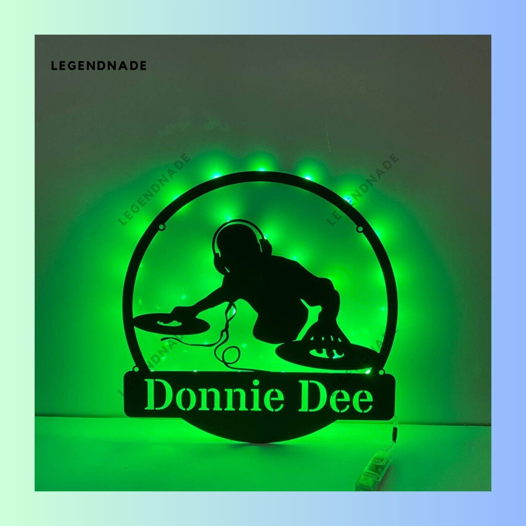 Personalized DJ Metal Sign, Disc Jockey Metal Light, Man DJ Led Light ...