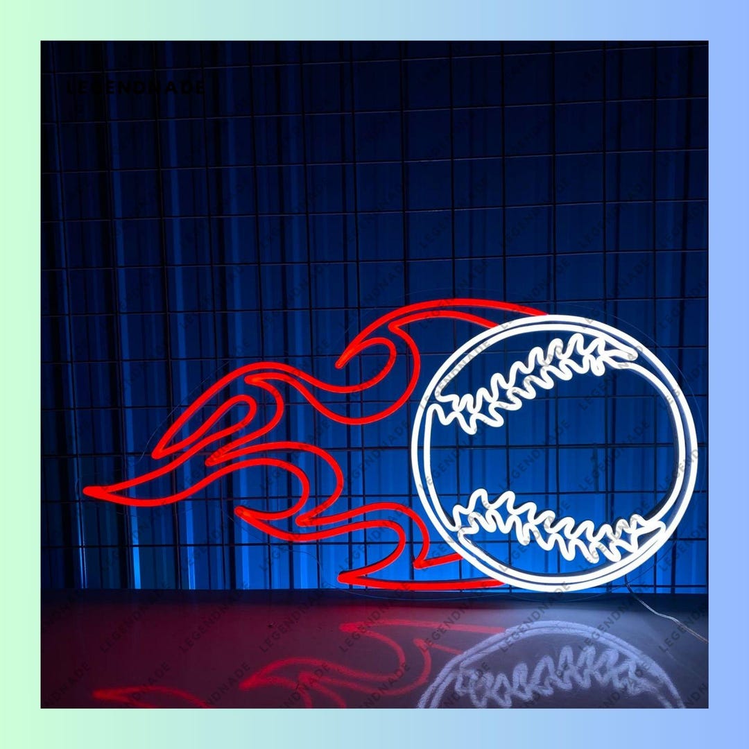 Baseball Fire Neon Sign, Baseball Ball Sign, Baseball Player Name Led ...