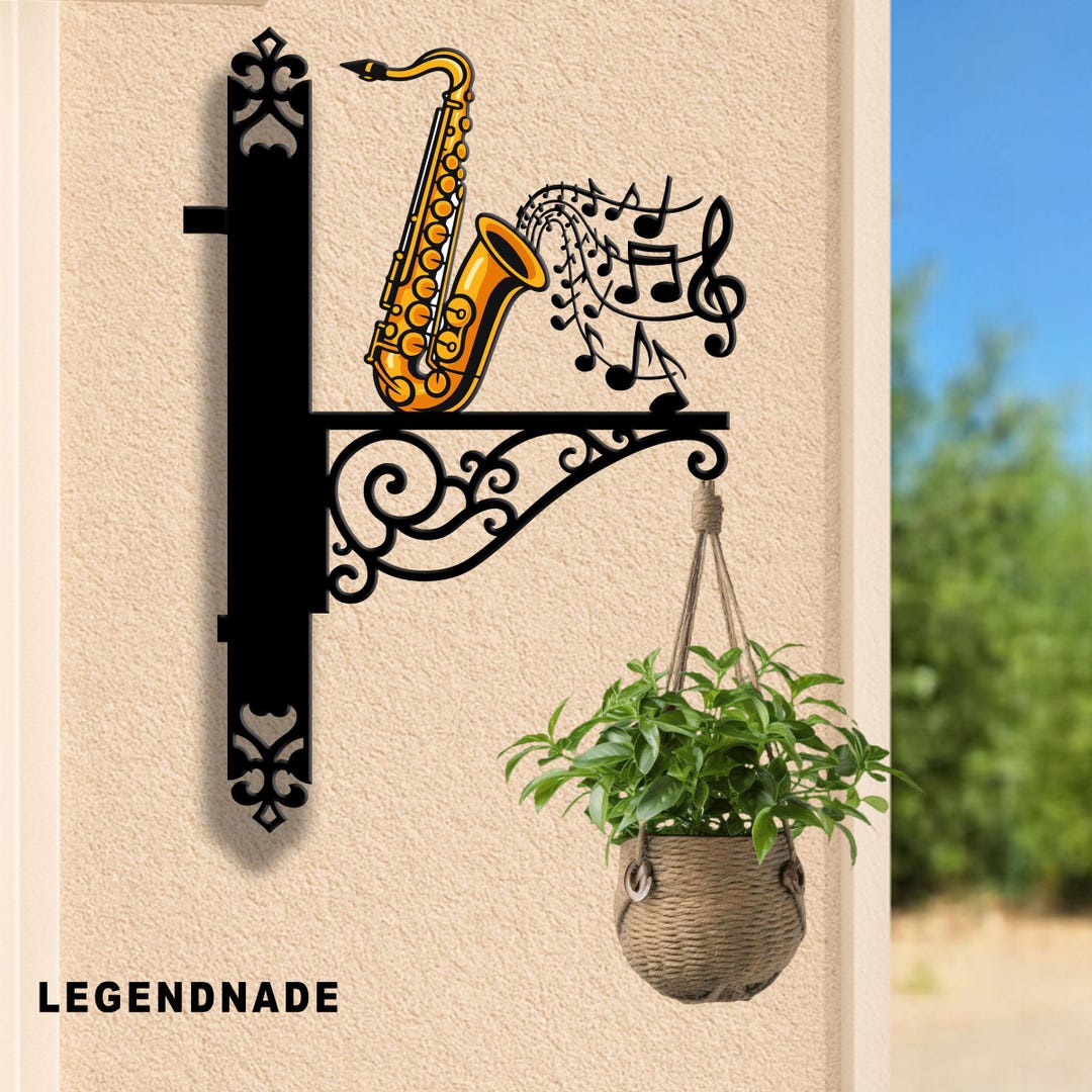 Saxophone Metal Hanging Bracket: Rustic Hanging Hook, Music Lover Gift ...