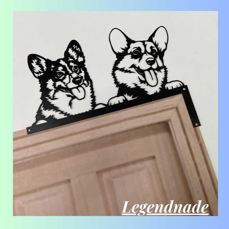 Personalized Corgi Dog Door Corner Metal Sign, Corgi Dog Metal Door ...