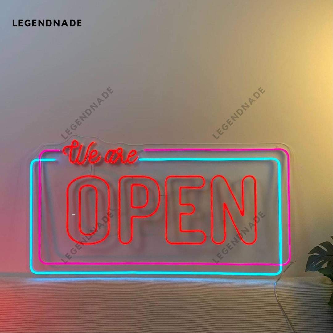 We Are Open Neon Sign, Open Logo Led Sign, Open Text Led Light, Custom ...