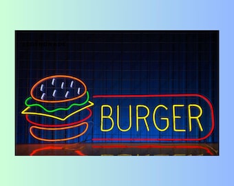 Burger Open Neon Sign, Burger Neon Light, Hamburger Led Light, Burger ...