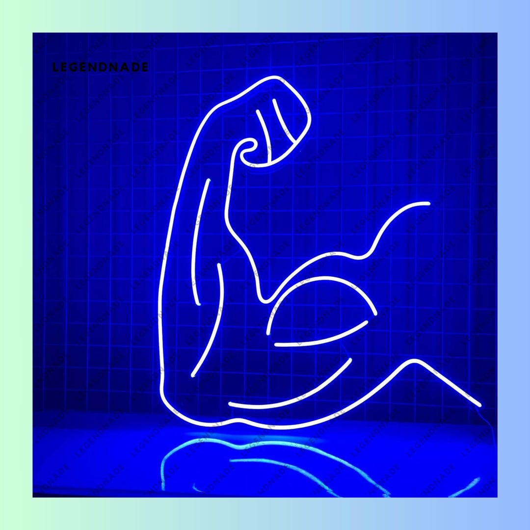 Muscle Neon Sign, Custom Muscle Hand Led Sign, Muscle Led Light, Gym ...