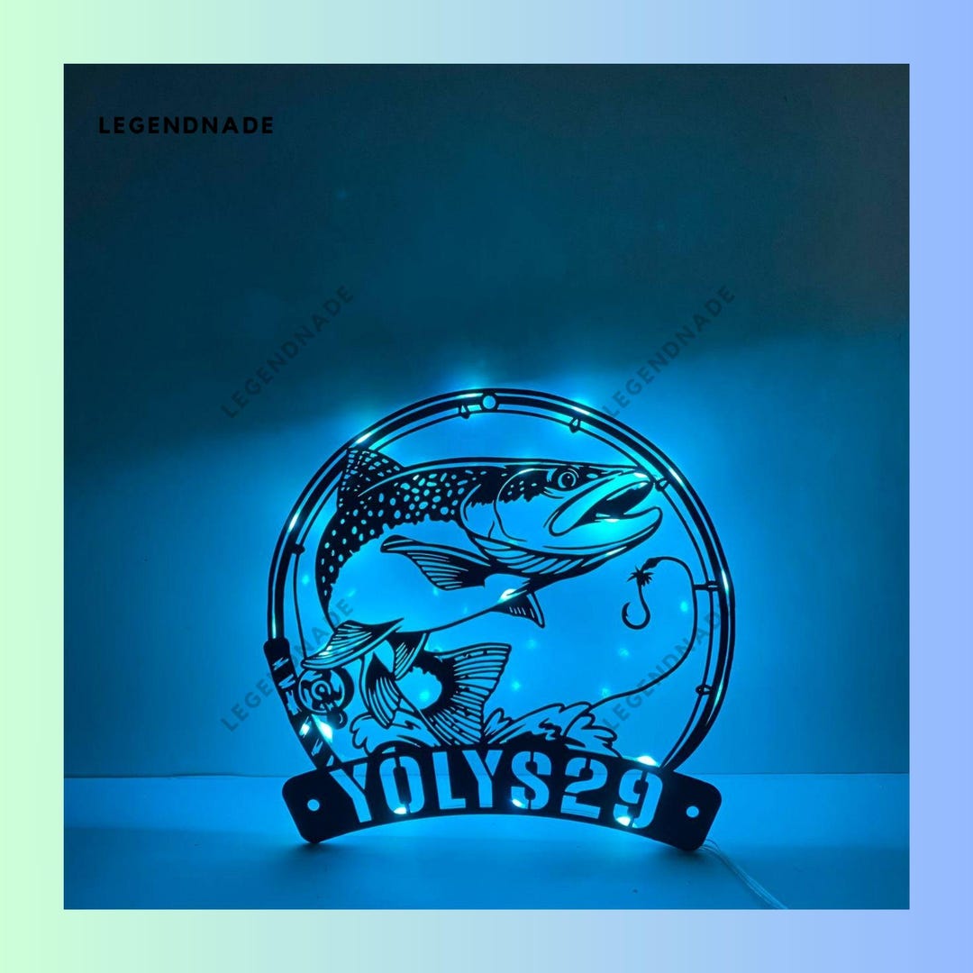 Personalized Trout Fish Metal Sign, Trout Fish Metal Light, Fishing Led ...