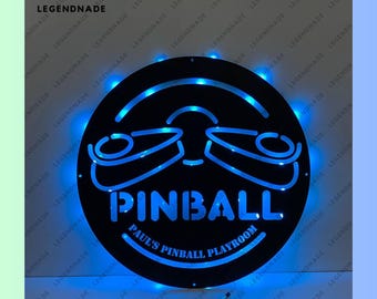 Large Framed Wall Pinball Arcade Game Room LED Acrylic Sign - Etsy