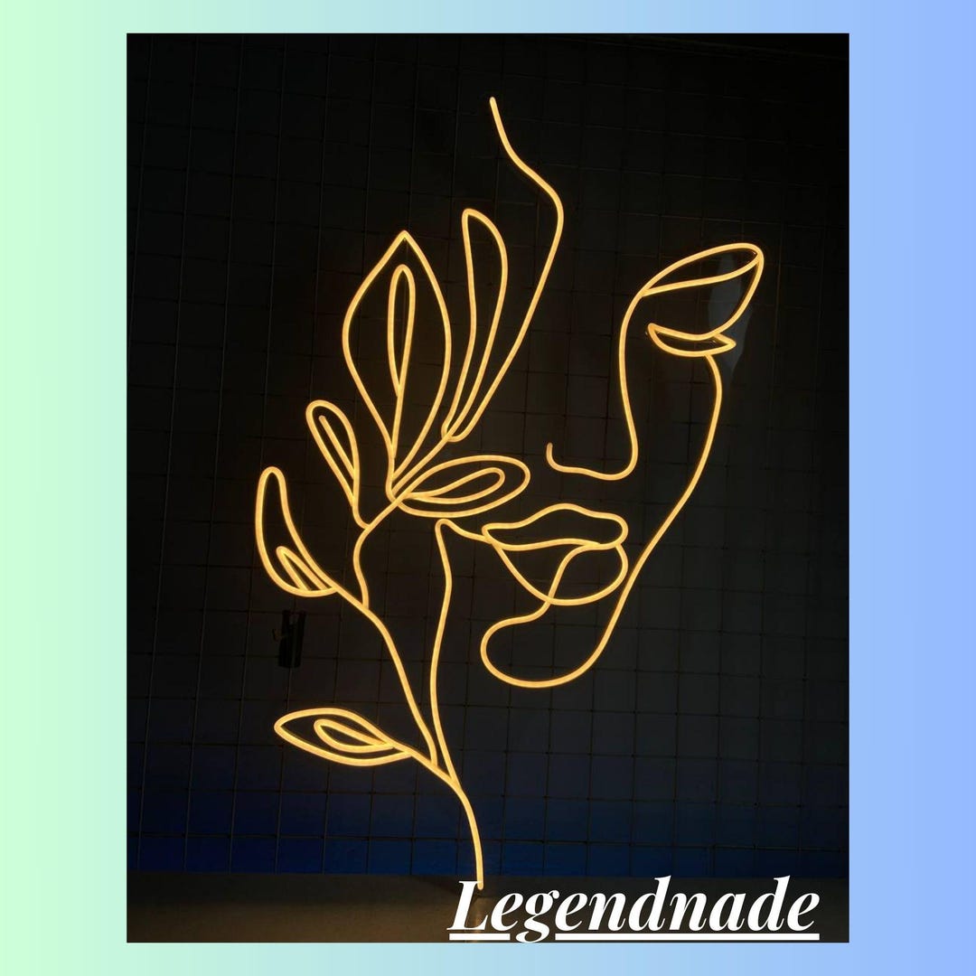 Abstract Woman Face Neon Sign, Face Line Art Led Sign, Girl Led Light ...