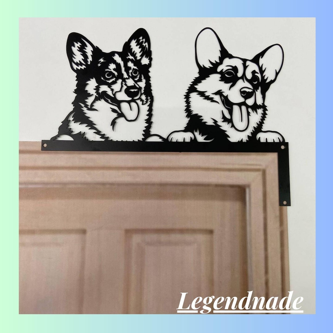 Personalized Corgi Dog Door Corner Metal Sign, Corgi Dog Metal Door ...