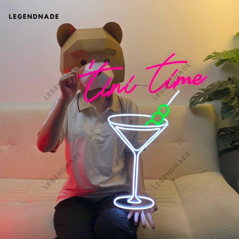 Letrero de neón Tini Time, letrero LED Martini, luz LED para cócteles Martini, luz de neón ...