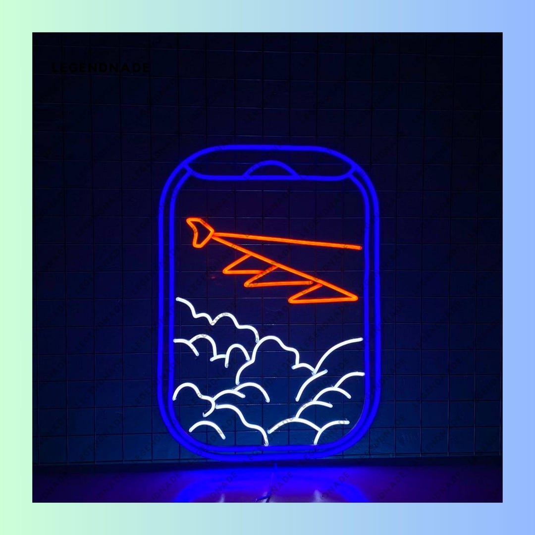 Airplane Window Neon Sign, Airplane View Led Sign, Sky View Led Light ...