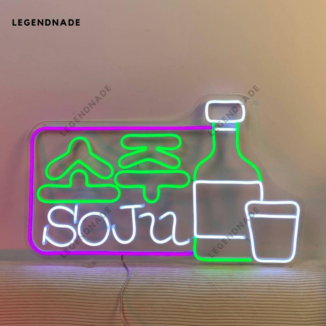 Korean Soju Neon Sign, Soju Korea Led Sign, Soju Wine Led Light, Soju ...