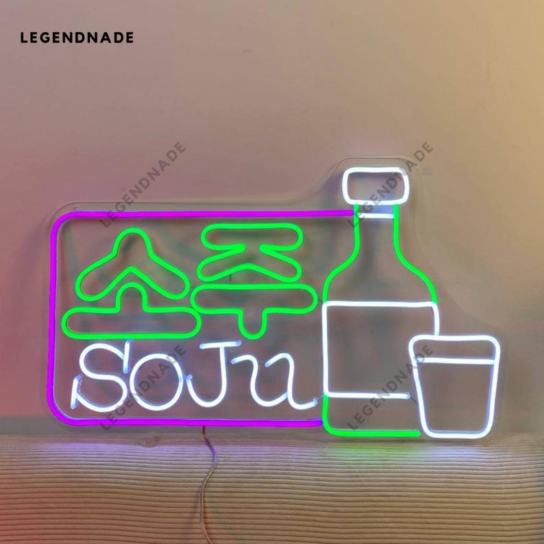 Korean Soju Neon Sign, Soju Korea Led Sign, Soju Wine Led Light, Soju ...