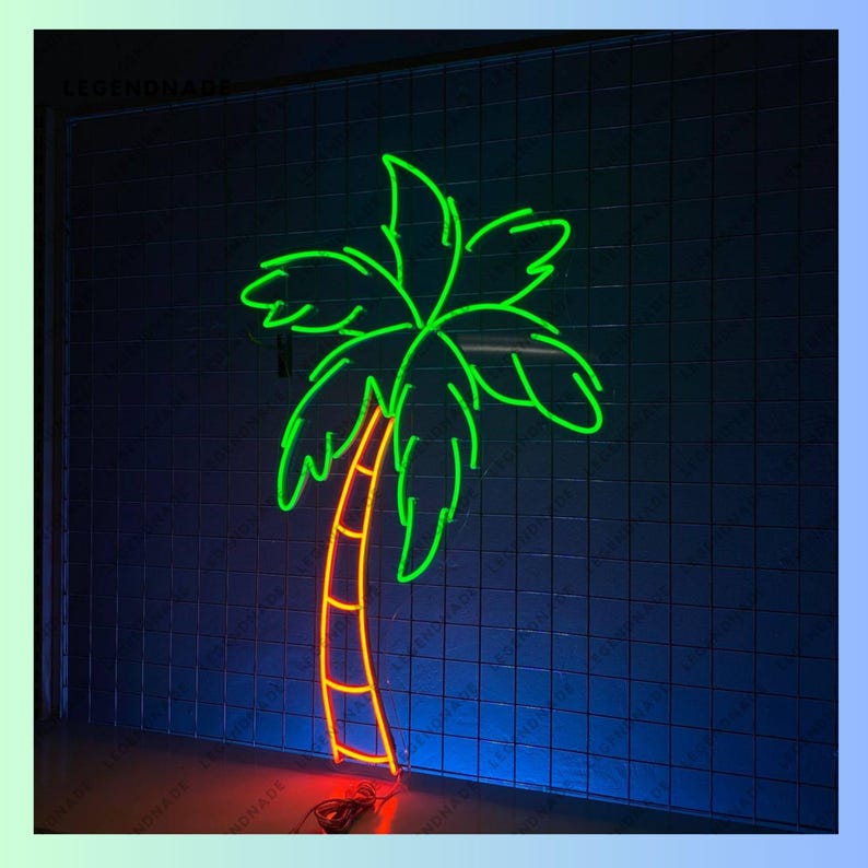 Palm Tree Neon Sign, Palm Tree Led Sign, Palm Tree Beach Led Light ...