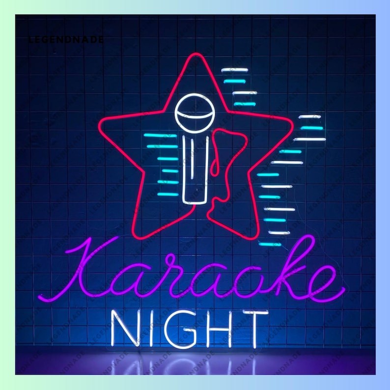 Karaoke Night Neon Sign, Microphone Led Sign, Music Led Light, Karaoke ...