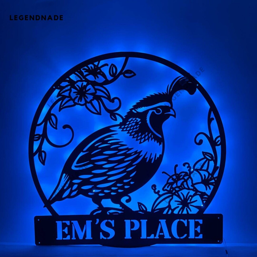 Personalized Bobwhite Quail Bird Metal Sign, Bird Metal Light, Quail ...