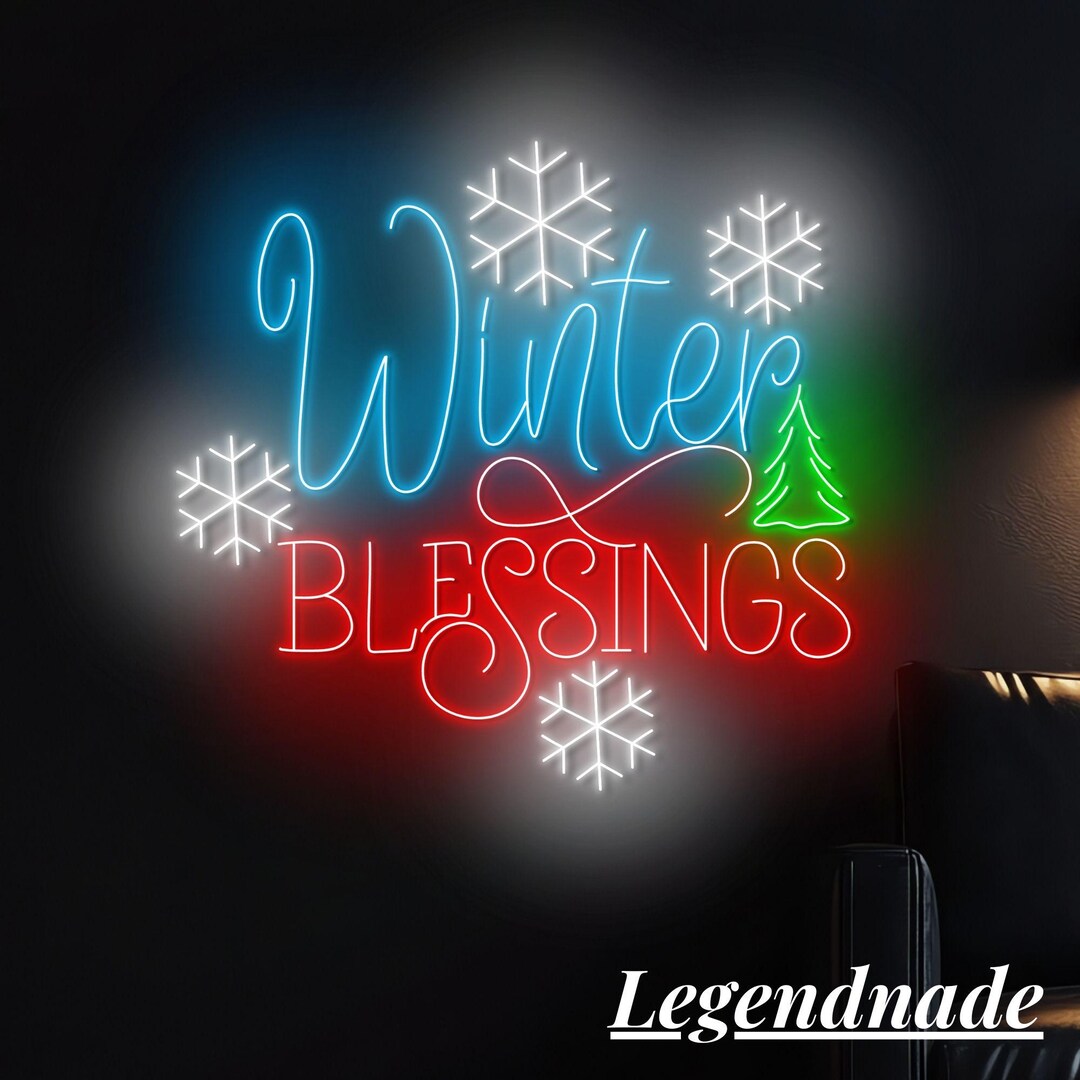 Winter Blessing Neon Sign, Christmas Tree Led Sign, Merry Christmas Led ...