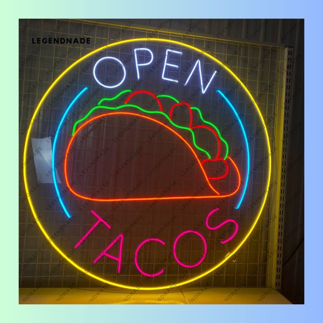 Open Tacos Neon Sign, Tacos Led Sign, Mexican Taco Led Light, Mexican ...