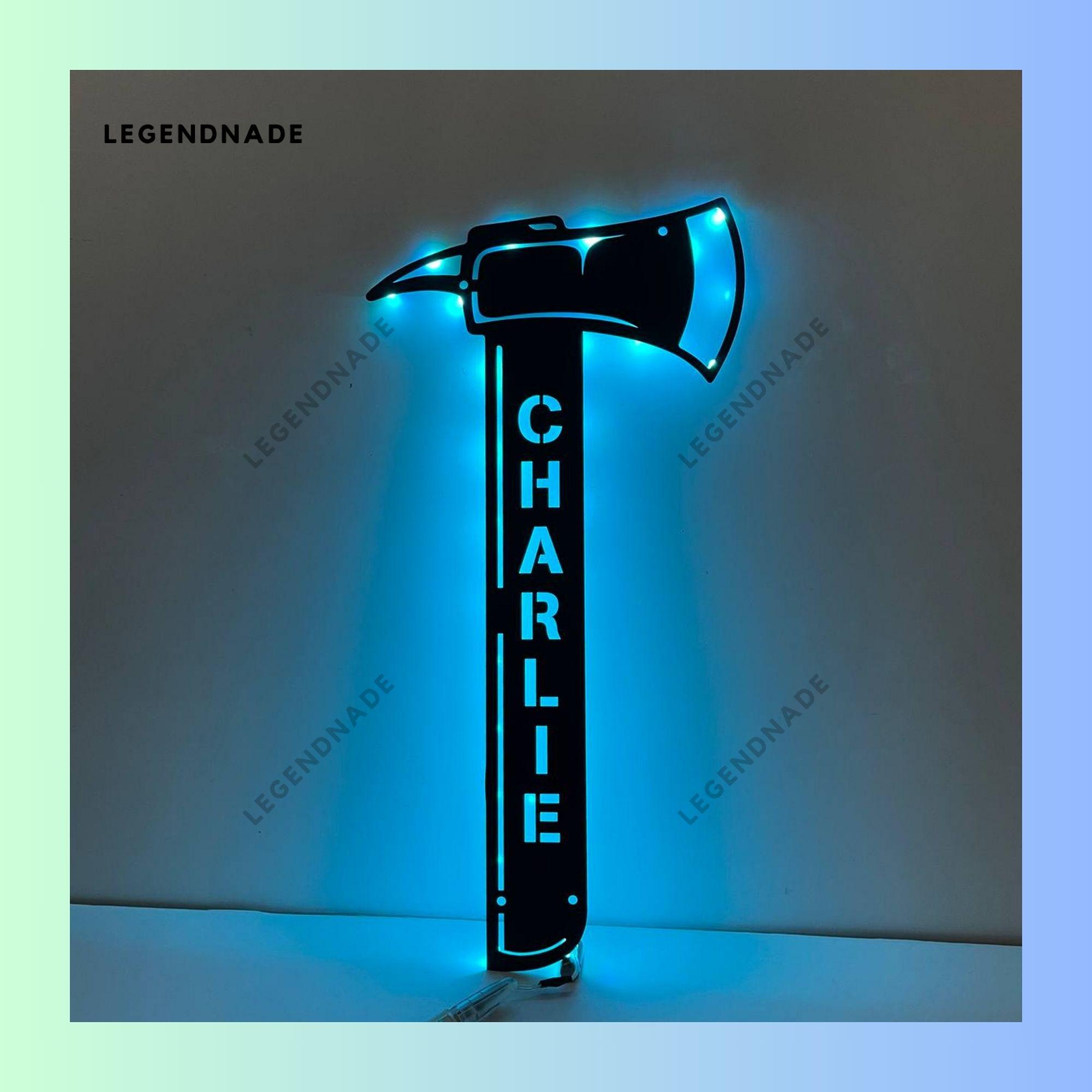 Personalized Firefighter Axe Metal Sign, Fireman Metal Light, Axe Led ...