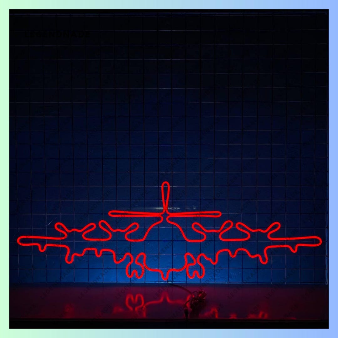 Airplane Neon Sign, Airplane Led Sign, Airplane Line Art Led Light ...