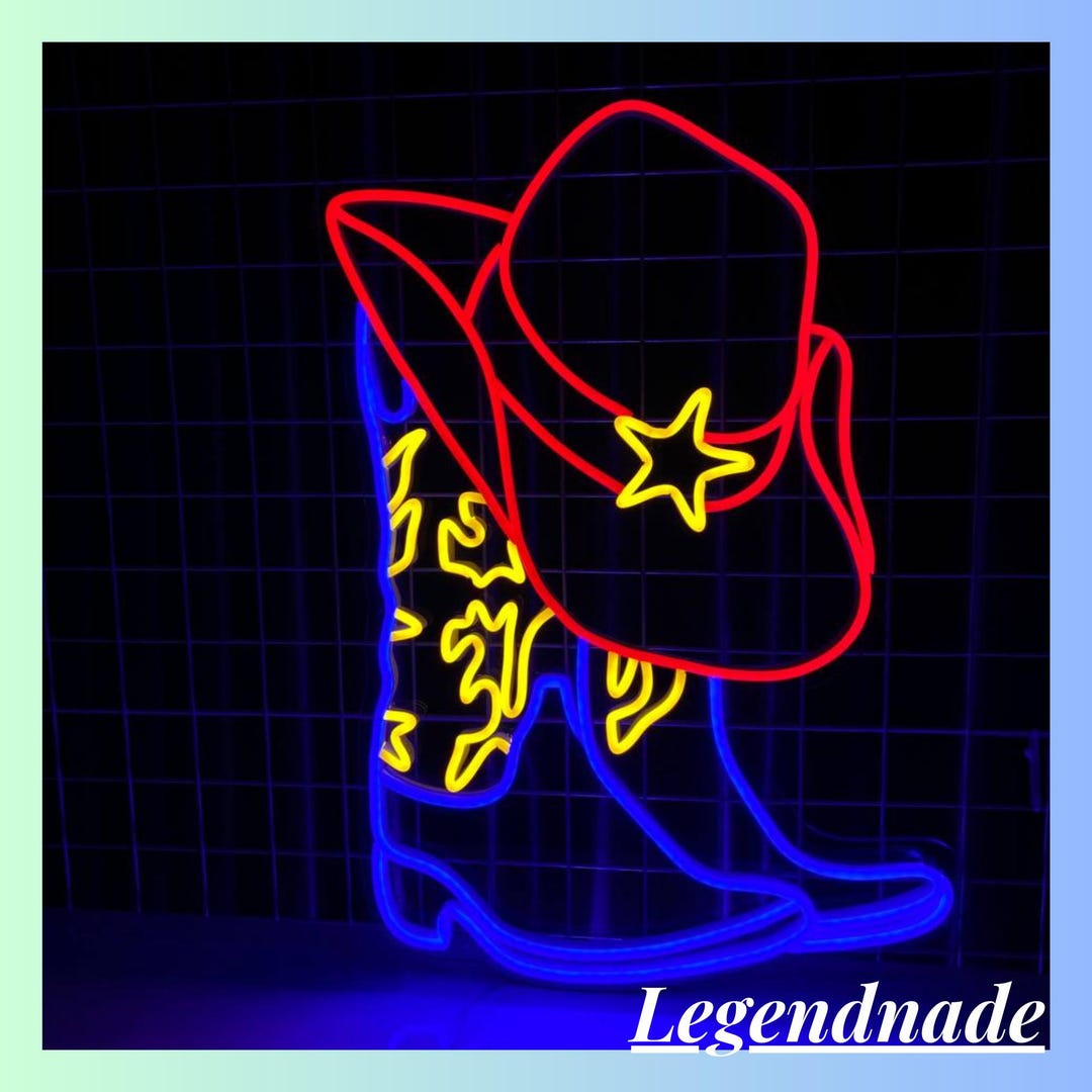 Cowboy Boots Neon Sign, Cowboy Led Sign, Boots Cowboy Led Light ...