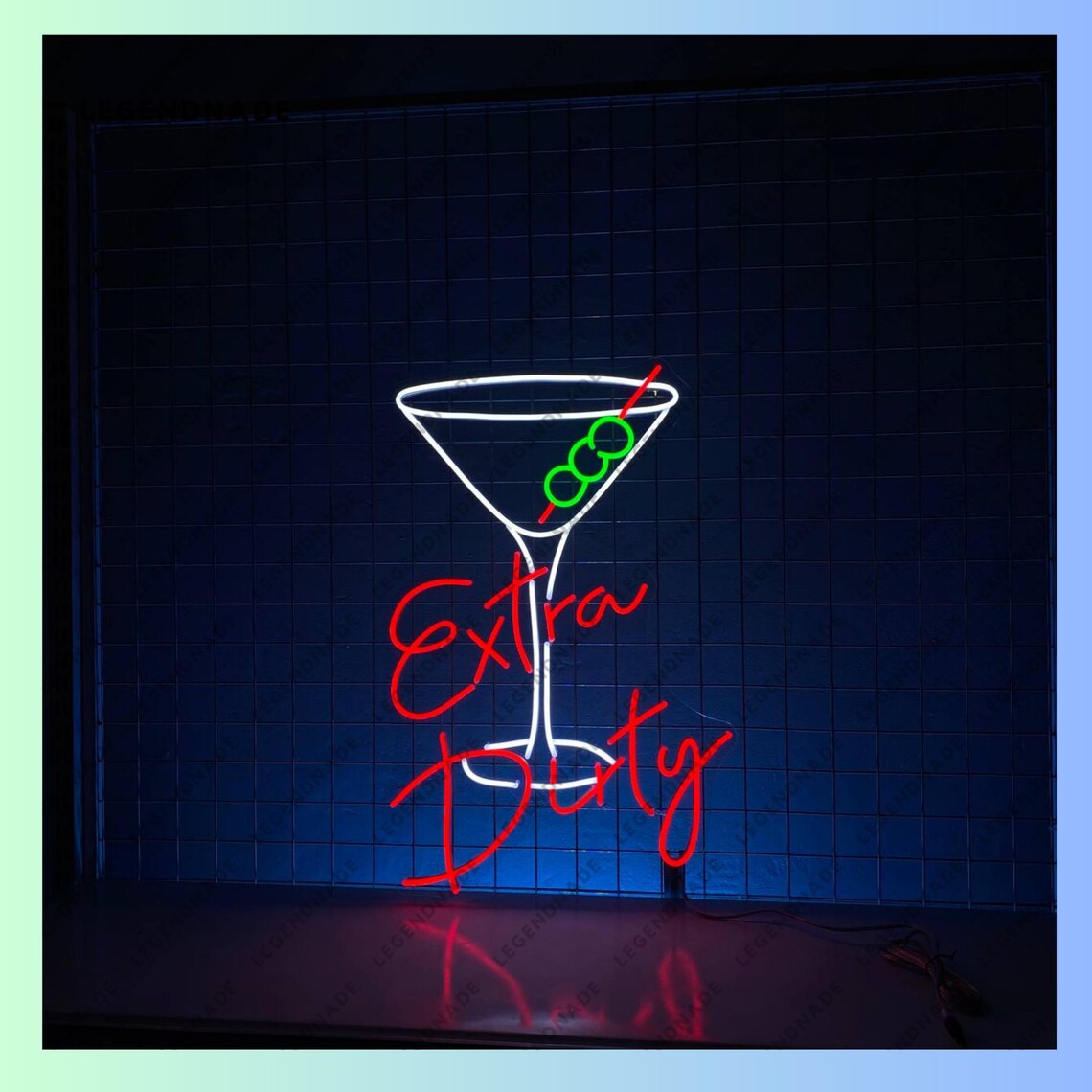 Extra Dirty Neon Sign, Martini Led Sign, Martini Cocktails Led Light ...