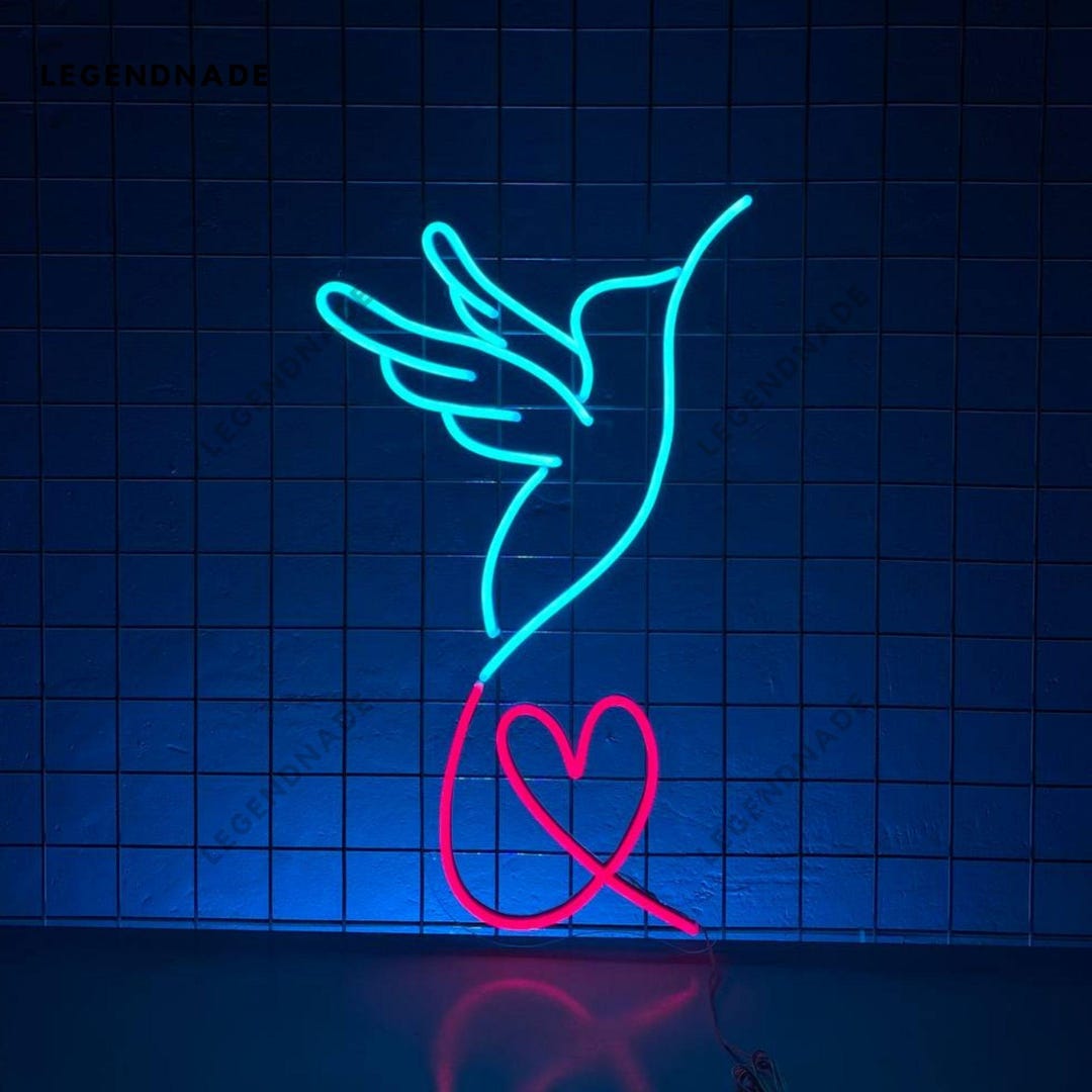 Dove Bird Neon Sign, Dove With Heart Led Sign, Dove Lover Led Light ...